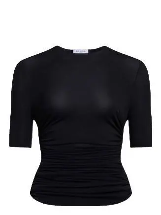 Alaïa Soft Jersey T-shirt With Gathered Waist - Black