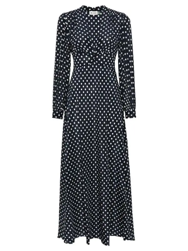 Rixo Polka Dot V-neck Maxi Dress - Black