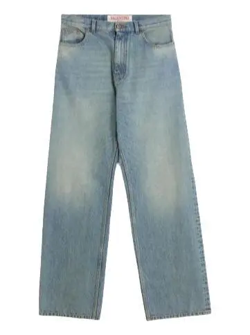 Valentino Garavani Logo Patch Straight-leg Jeans - Blue