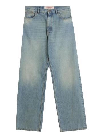 Valentino Garavani Logo Patch Straight-leg Jeans - Blue