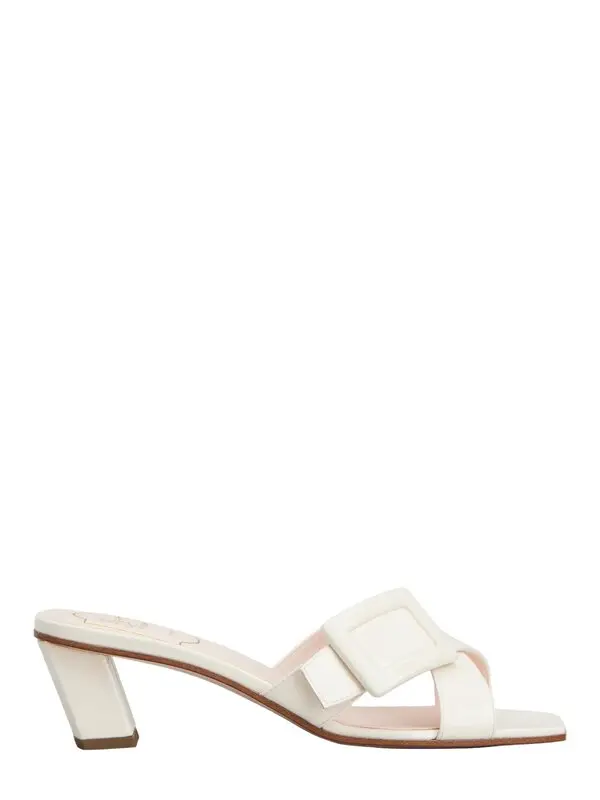 ROGER VIVIER Belle Vivier Patent Leather Mules - Off White