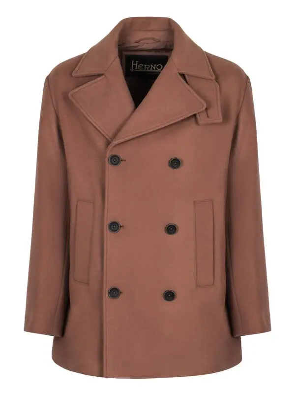 Herno Double-breasted Peacoat - Brown
