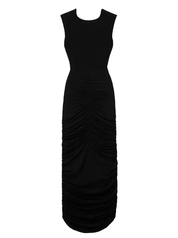 Magda Butrym Round-neck Sleeveless Gown With Pleated Skirt - Black