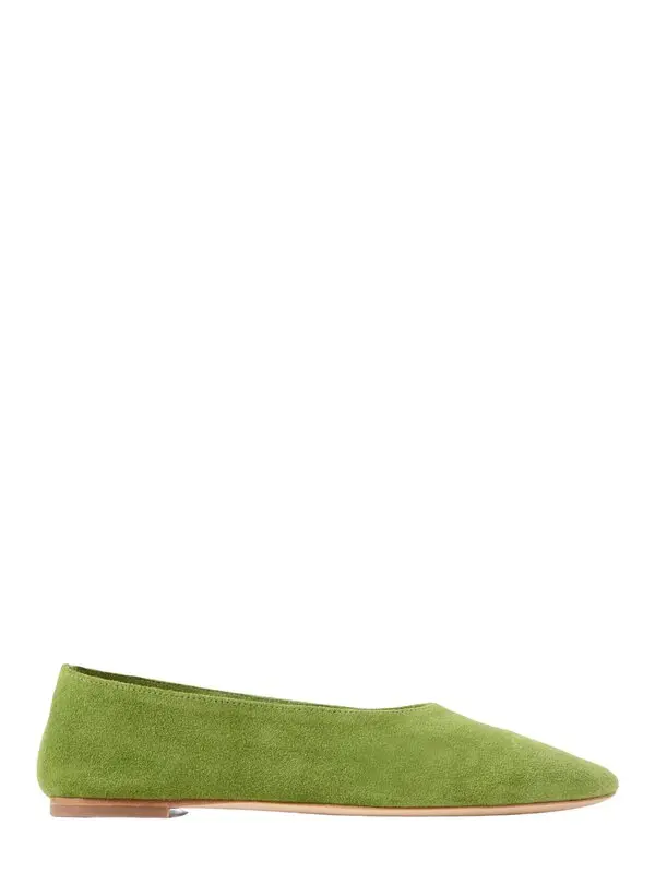 Staud Alba Ballet Flats In Suede - Green