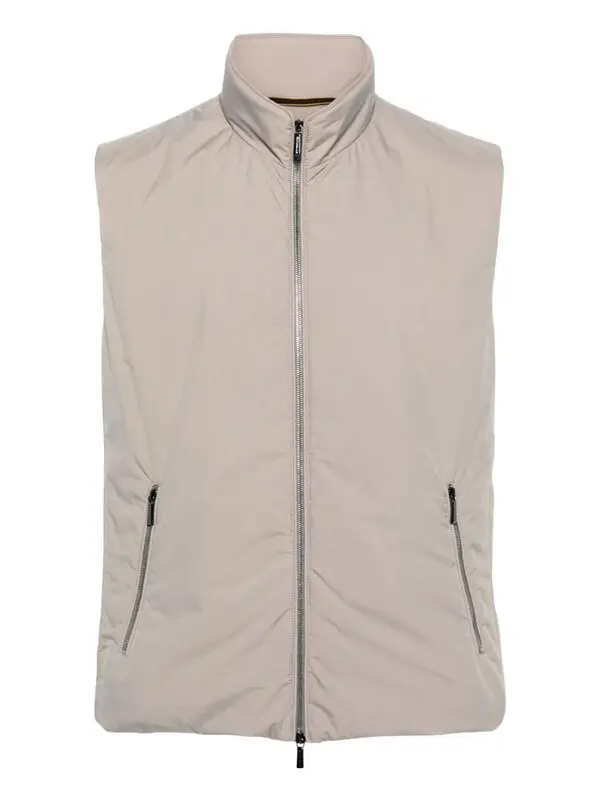 MOORER Stand Collar Zip-up Vest - Grey