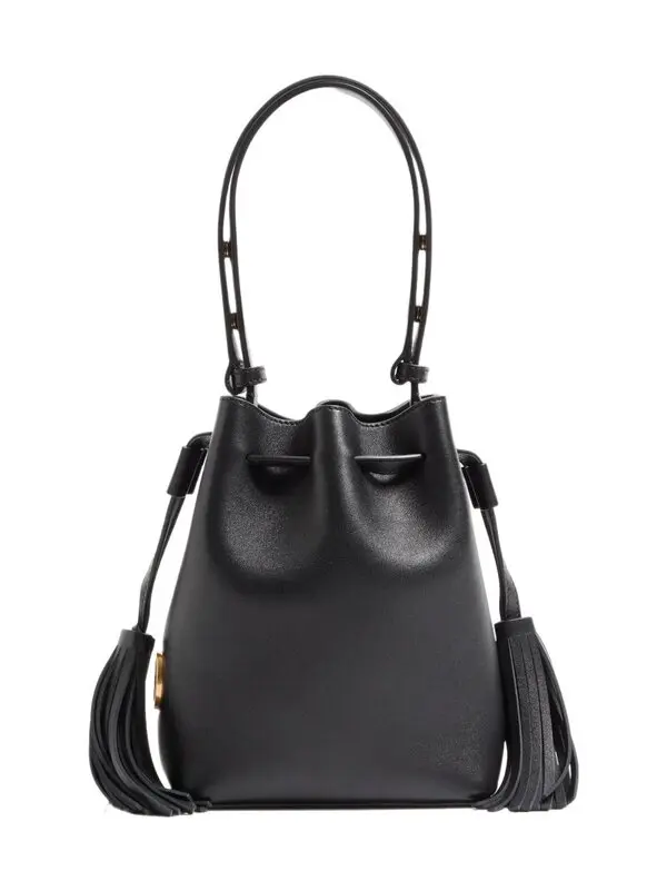 Valentino Garavani Leather Bucket Bag With Logo Detail - Black