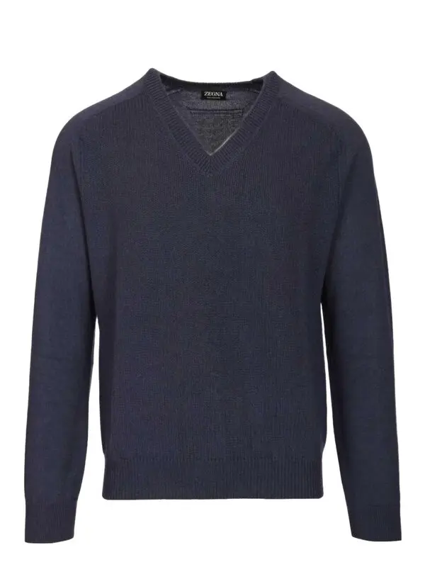 Zegna Long-sleeved V-neck Jumper - Blue