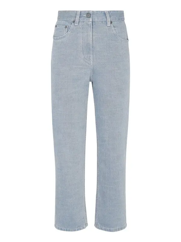 Fendi Ff Embossed Straight-leg Jeans - Blue