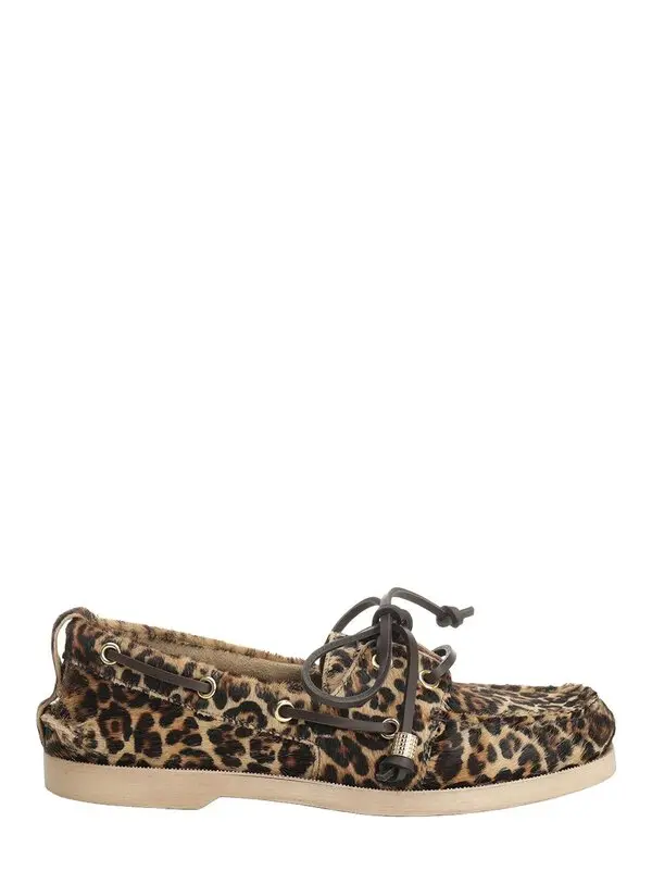 GOLDEN GOOSE Leopard Printed Boat Moccasins - Black