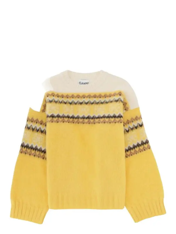 GANNI Fair Isle Knit Jumper - Yellow