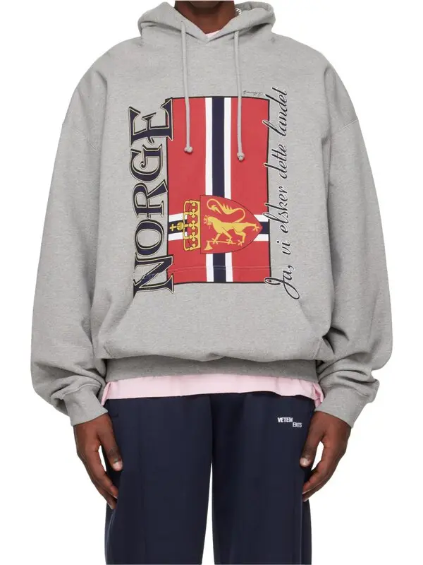 Vetements Norway Tourist Hooded Sweatshirt - Grey
