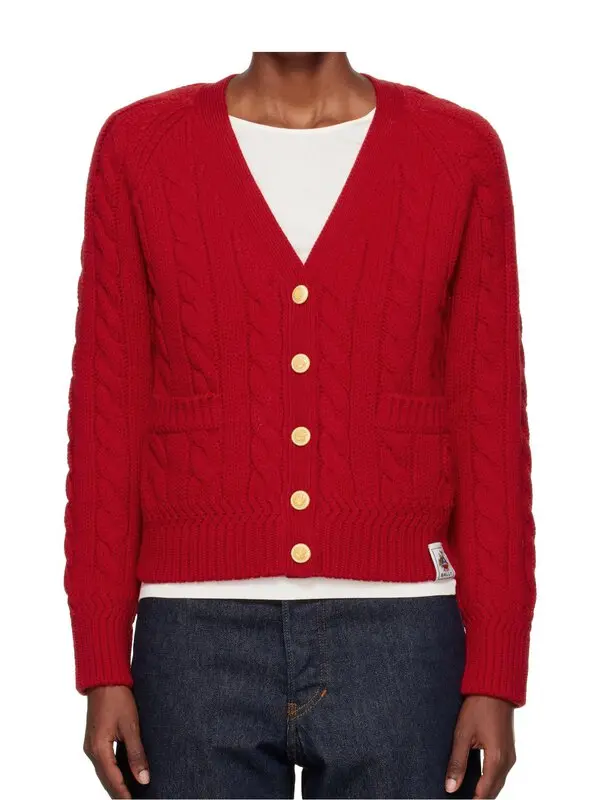 Bally Cable-knit Wool Cardigan - Red