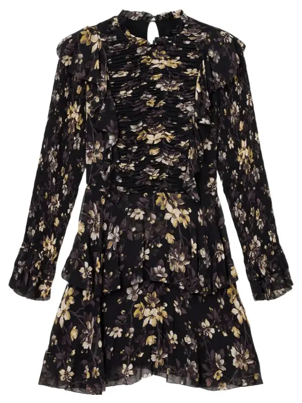 ALLSAINTS Portia Floral Ruffled Dress - Vine Black