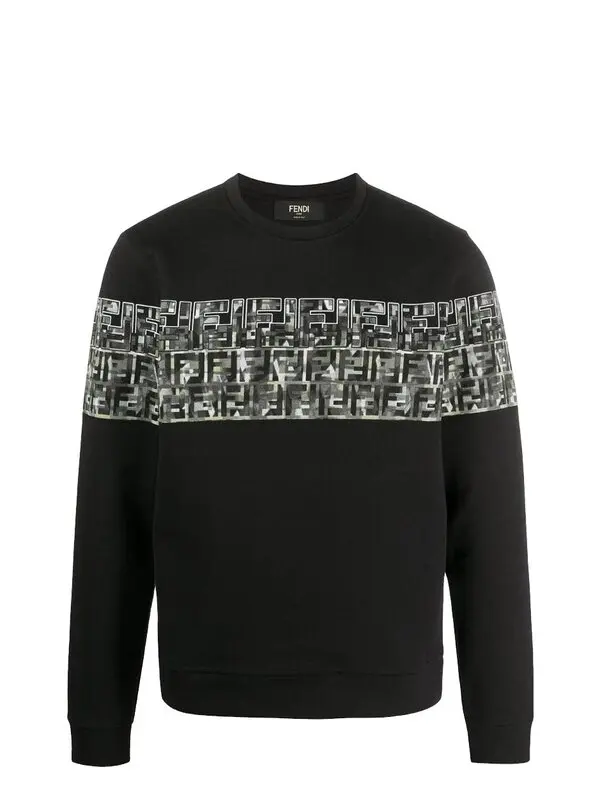 Fendi Ff Camouflage Printed Hoodie - Black