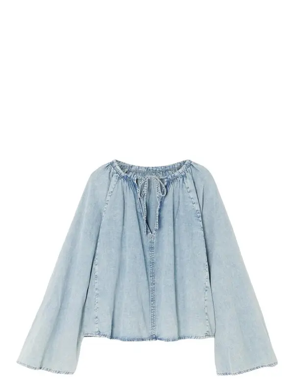 FRAME Gathered Chambray Blouse - Lightdenim
