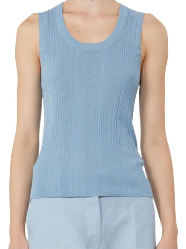 Max Mara Ribbed Knit Tank Top - Blue