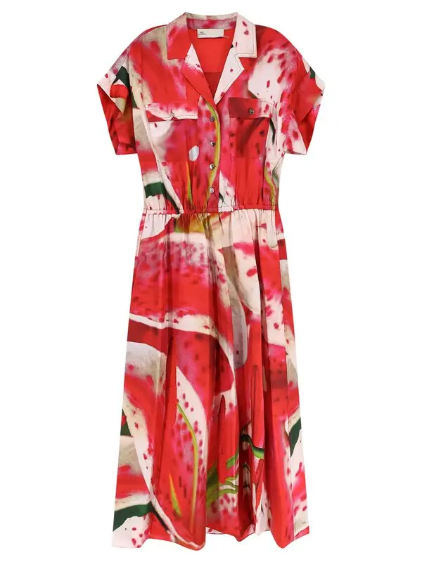 Tory Burch Graphic Print Midi Dress - Red