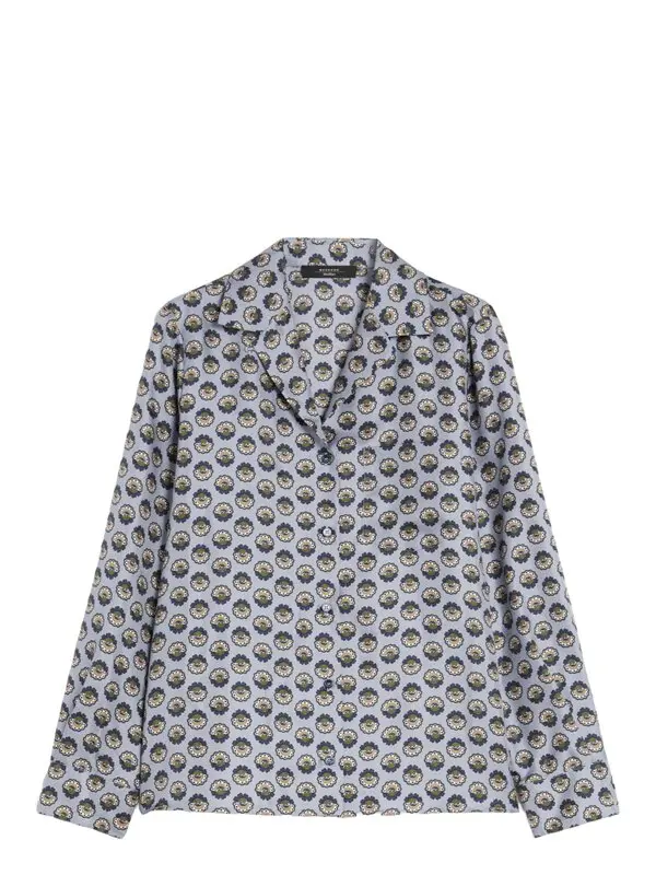 Max Mara Weekend Graphic Print Lapel Collar Shirt - Gray