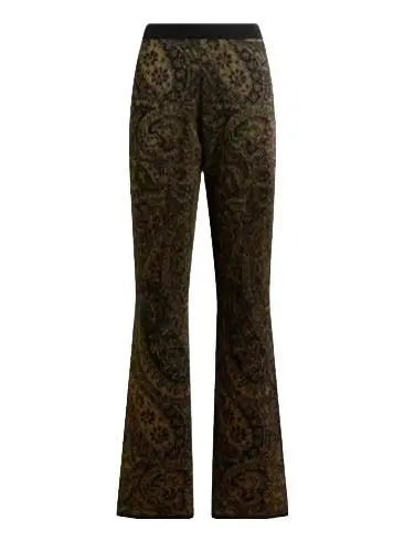 Etro Paisley Jacquard Lurex Thread Flared Trousers - Black