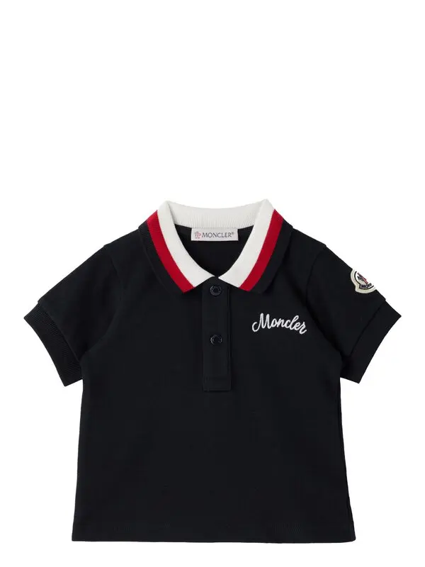 Moncler Embroidered Logo Polo Shirt - Navy Blue