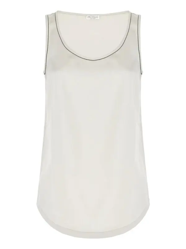 Brunello Cucinelli Embellished Satin Top - White