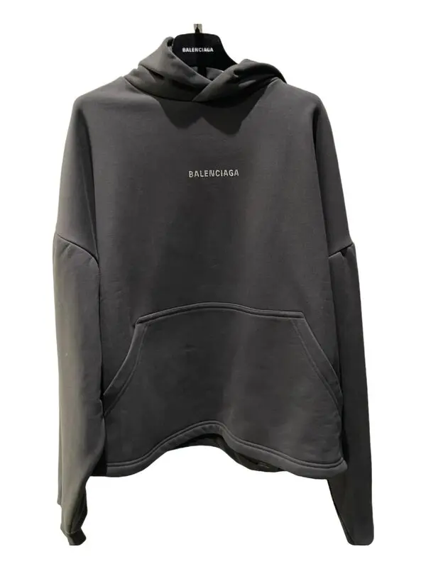 Balenciaga Logo Embellished Hoodie - Black