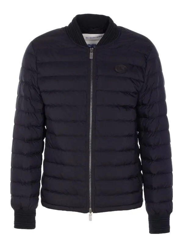 Burberry Logo Detail Zip-up Padded Bomber Jacket - Black