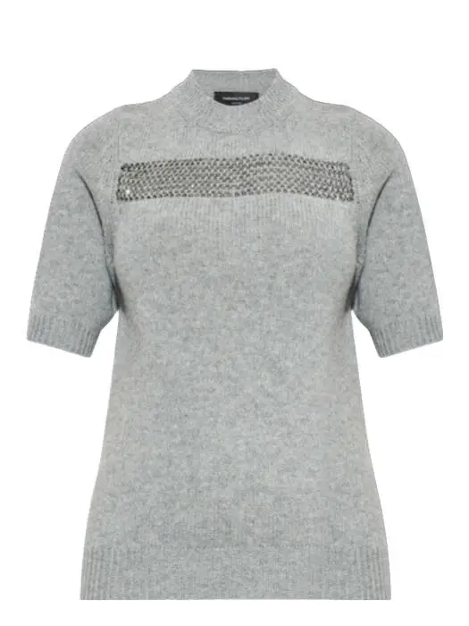 Fabiana Filippi Short Sleeve Turtleneck Sweater With Sequins - Gray