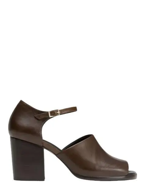 LEMAIRE 80mm Open-toe Block-heel Sandals With Ankle Strap - Dark Brown