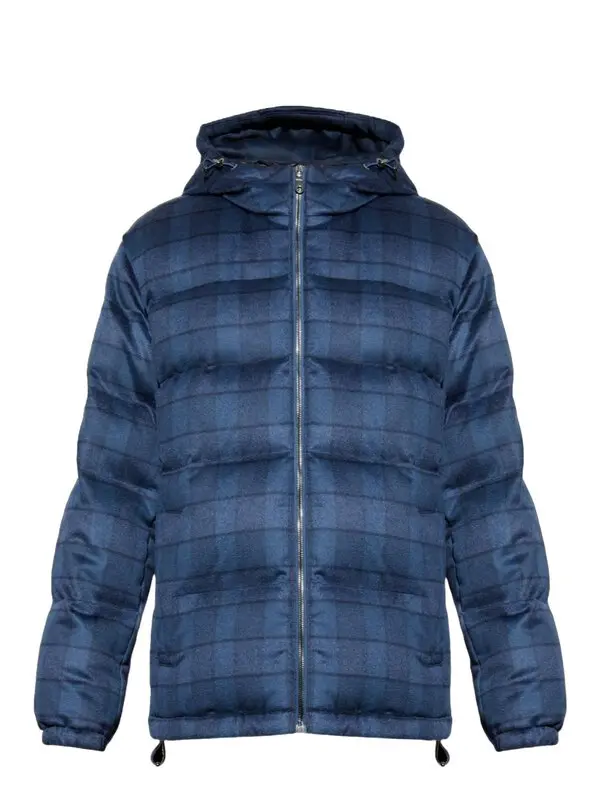 Etro Check Motif Down Jacket - Blue