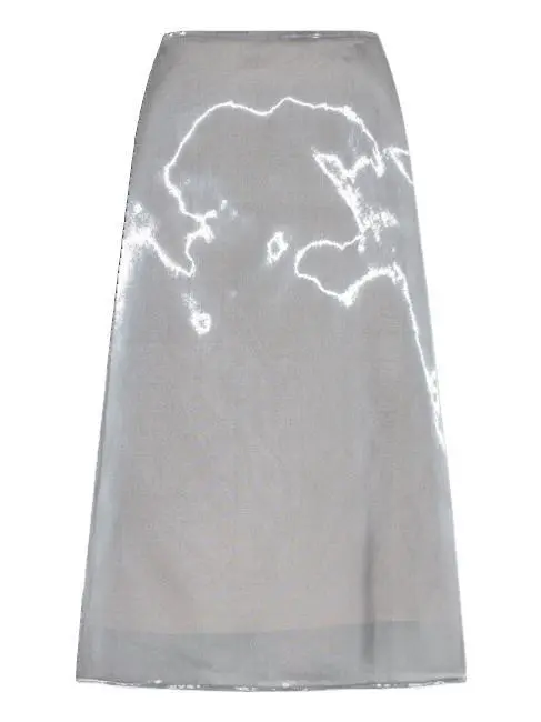 Fabiana Filippi High-waisted Glossy Midi Skirt - Gray