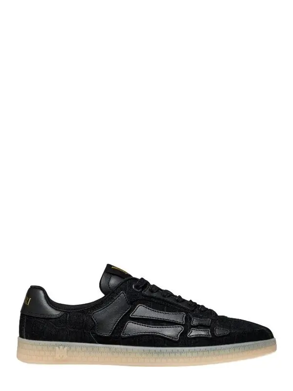 Amiri Croc Embossed Pacific Bones Sneakers - Black