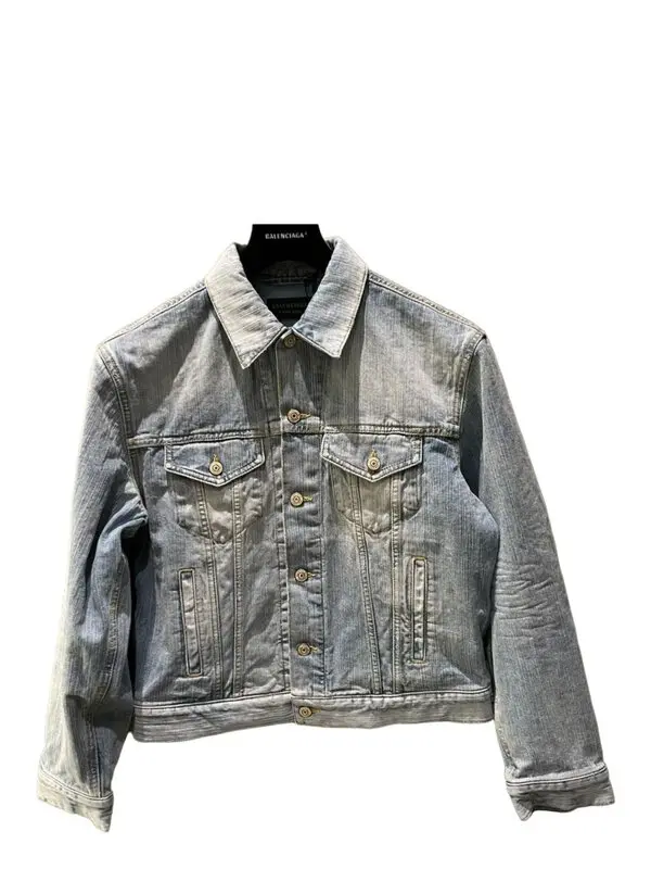 Balenciaga Collared Button-up Denim Jacket - Gray