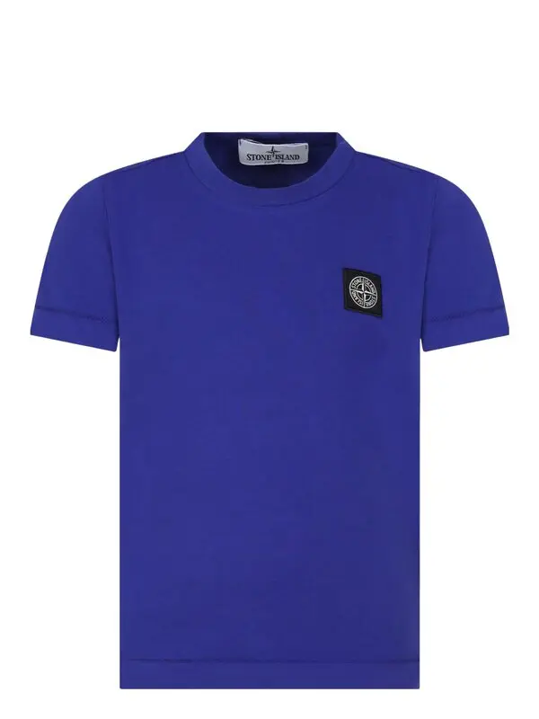 Stone Island Compass Motif Cotton T-shirt - Cornflower Blue