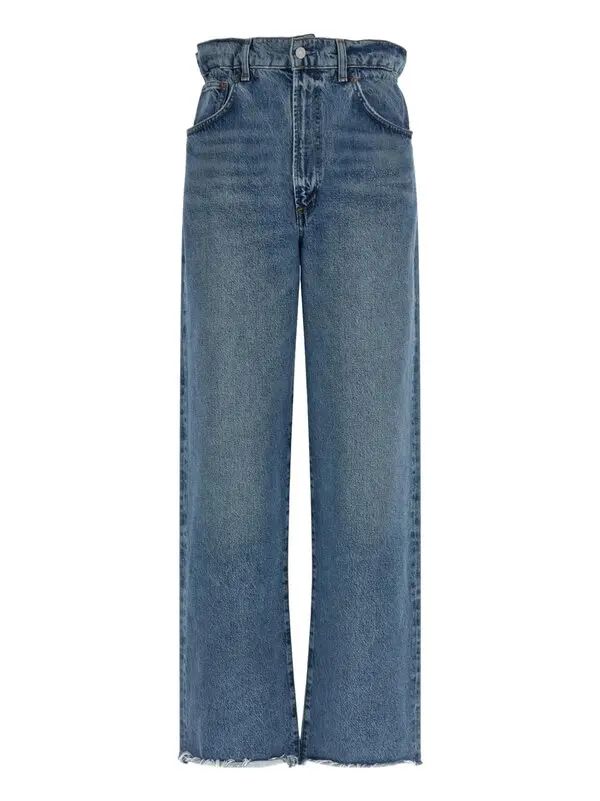 AGOLDE Paperbag Wide-leg Jeans With Frayed Hems - Blue