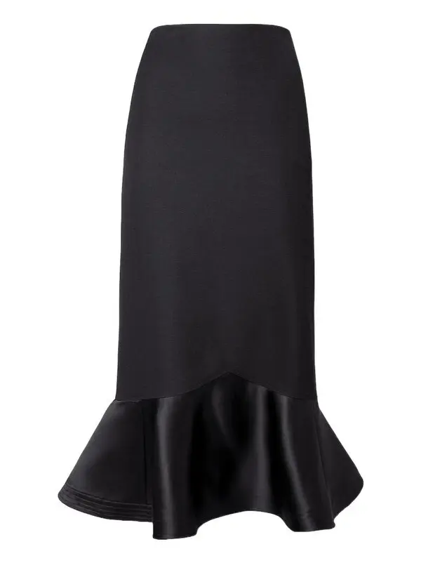 Fendi High Waist Peplum Hem Midi Skirt - Black