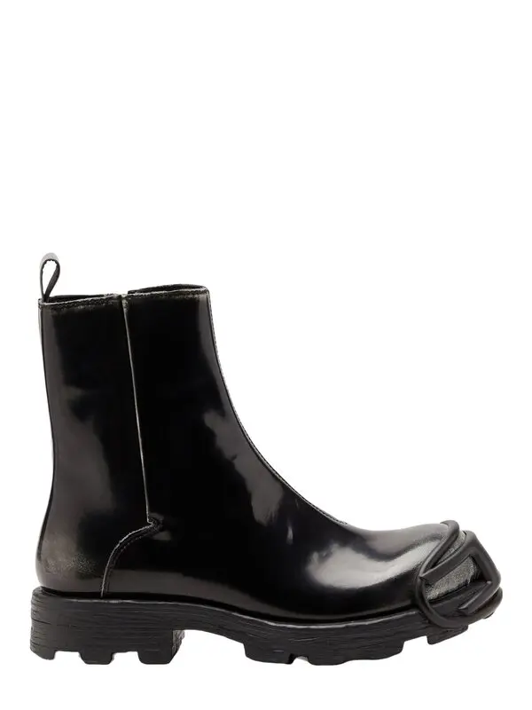 DIESEL® Zip-detail Oval-plaque Ankle Boots - Black