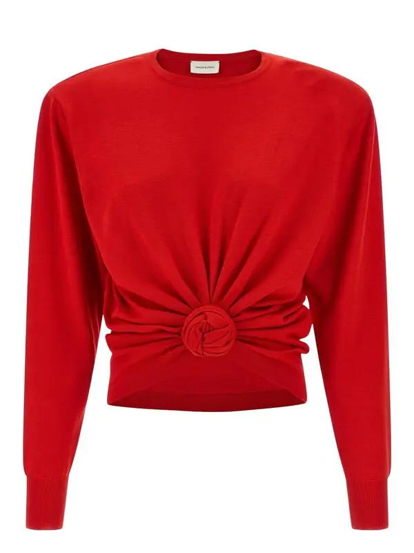 Magda Butrym Knotted Front Design Sweater - Red