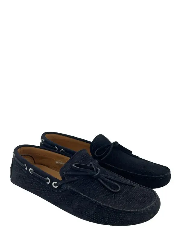 Emporio Armani Round Toe Loafers With Tie Fastening - Black