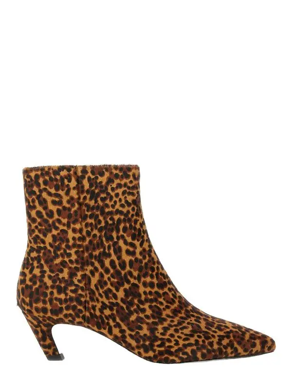 Ash Leopard Print Ankle Boots With Kitten Heel - Brown