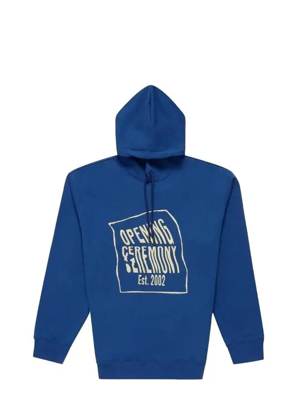 Opening Ceremony Warped Logo Printed Hoodie - Blue