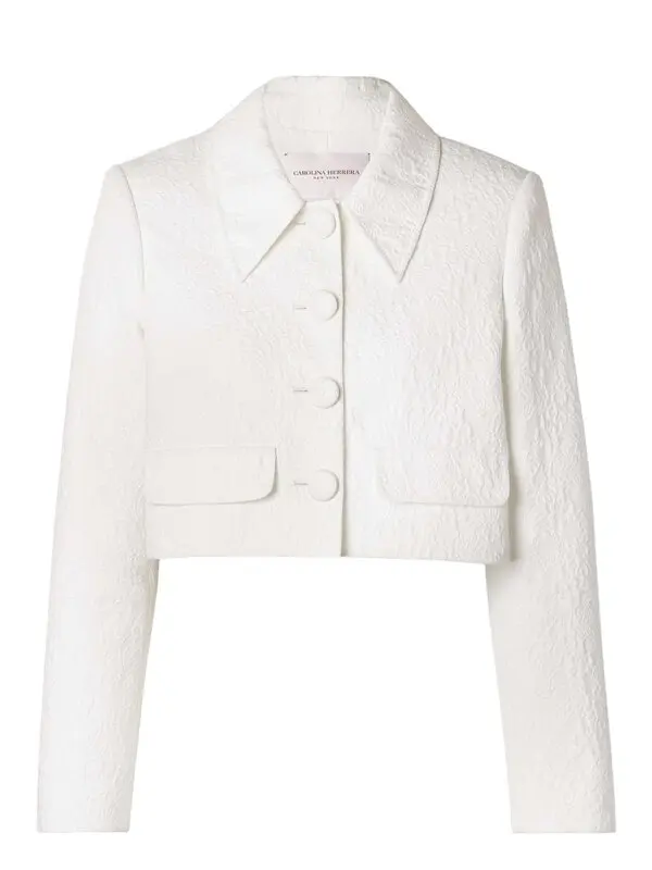 Carolina Herrera Cropped Floral Jacquard Jacket - White