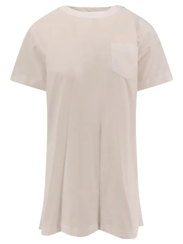 Sacai Draped Dress With Side Zip And Chest Pocket - Nude