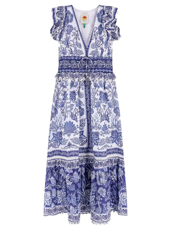 Farm Rio Printed V-neck Maxi Dress - Blue