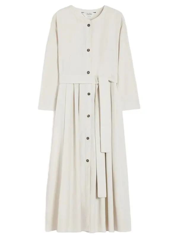 Max Mara Button Flared Cotton Dress - White