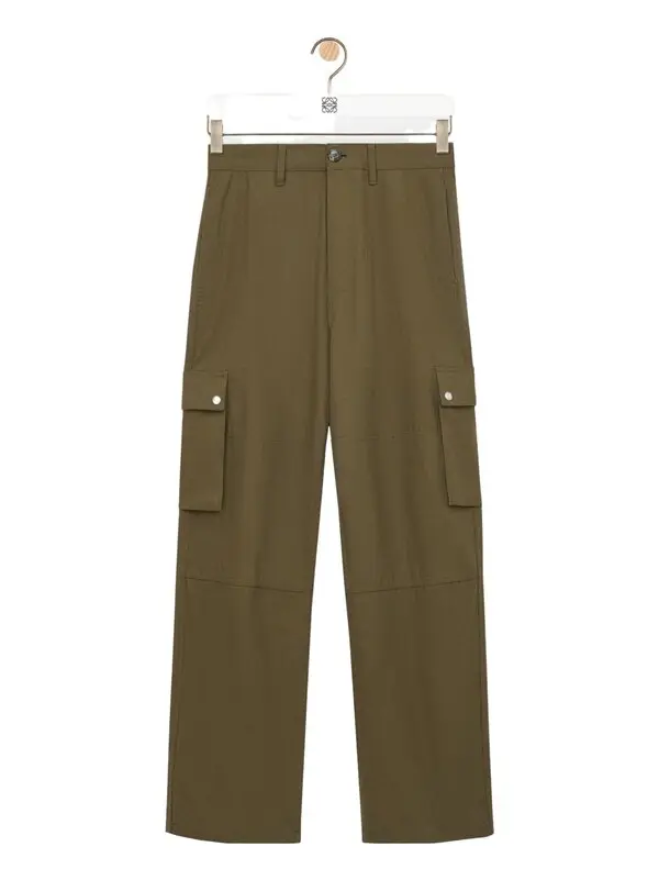 Loewe Contrast Stitch Cargo Pants - Khaki Green