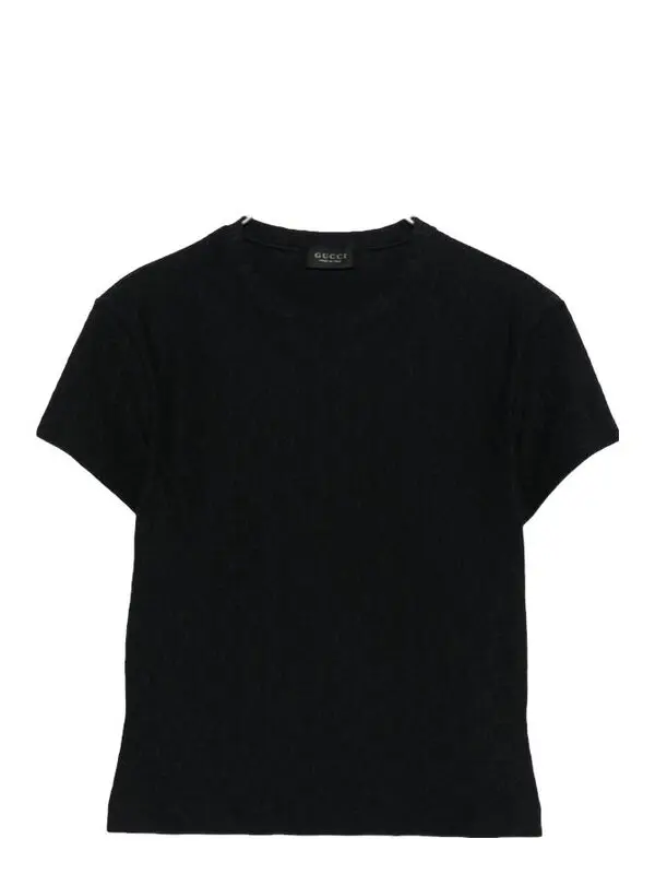 Gucci Monogram Embossed Short Sleeve T-shirt - Black