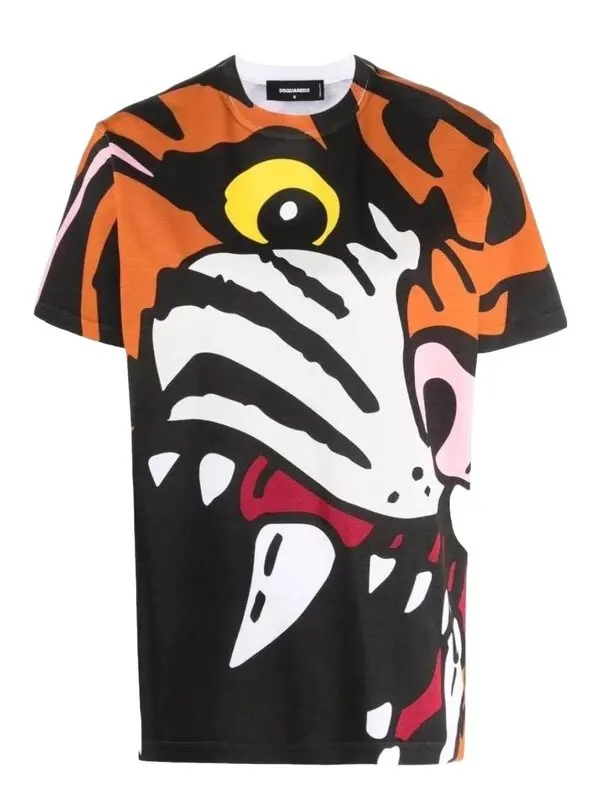 Dsquared2 Tiger Print Crewneck T-shirt - Black