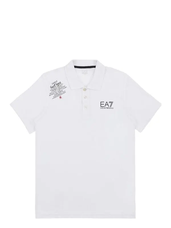EA7 Logo Printed Polo Shirt - White