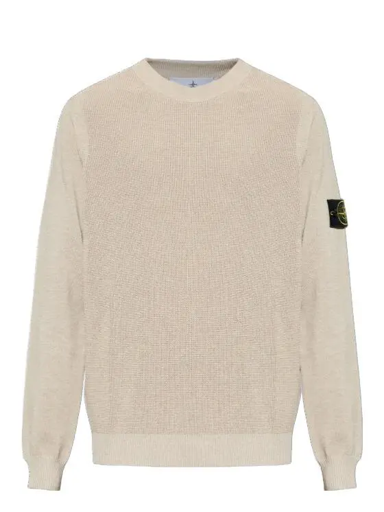 Stone Island Crewneck Jumper With Detachable Badge - Nude